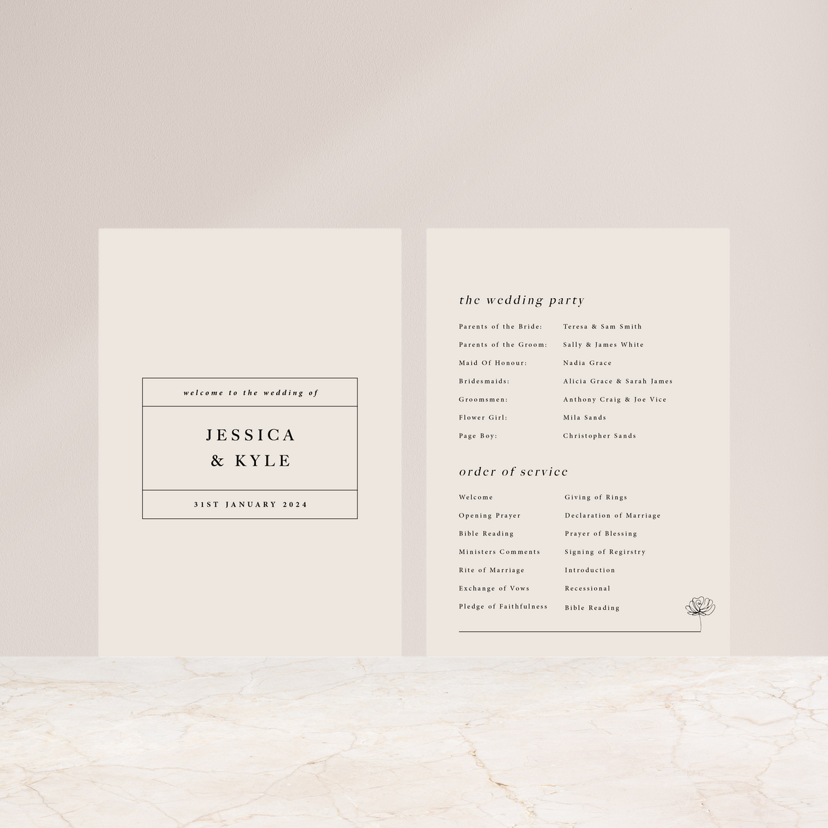 In Bloom - Order Of Service – Class Ink Designs