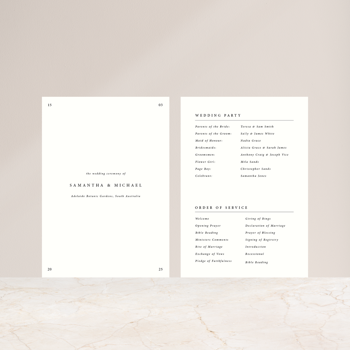 Love Letters - Order Of Service – Class Ink Designs